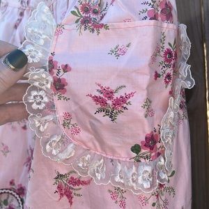 Kitchen | Vintage Pink Floral Ruffle Waist Apron | Poshmark